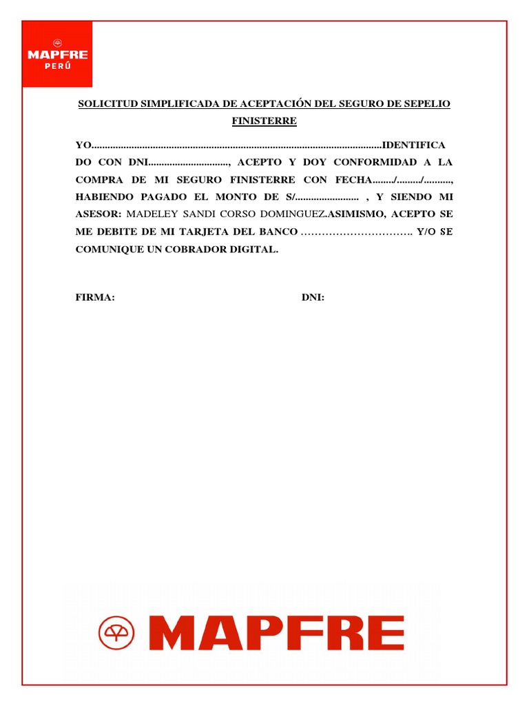 Solicitud de Aceptación de Seguro | PDF | Finanzas y dinero