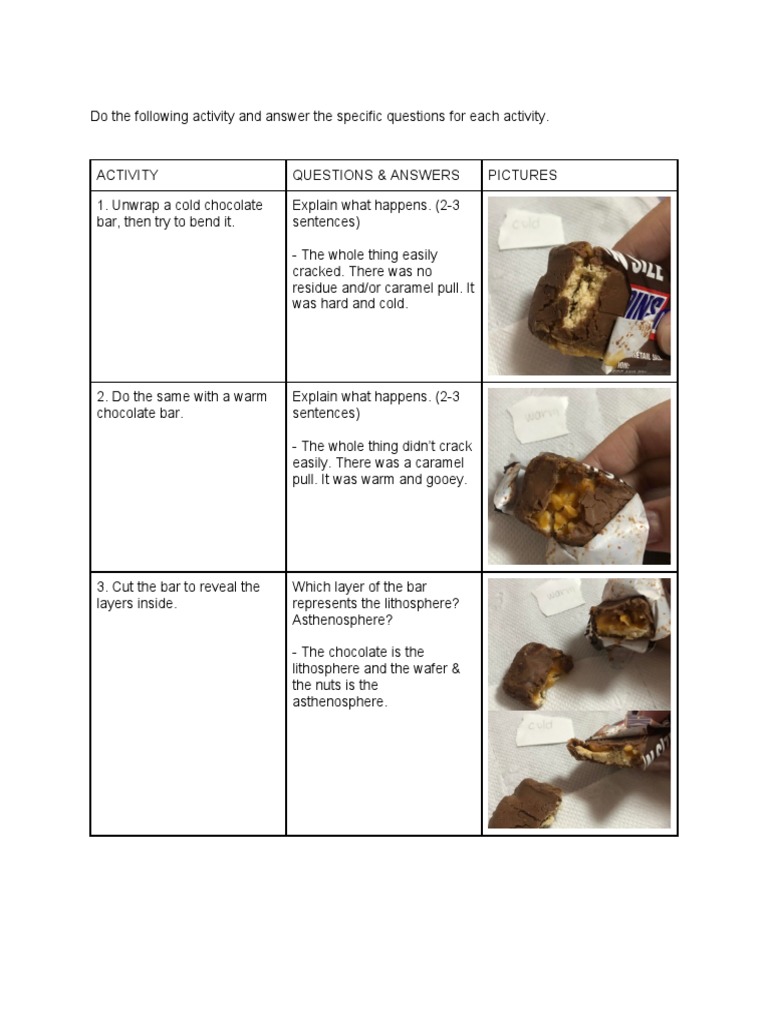 Chocolate Bar Experiment Analysis | PDF | Structure Of The Earth ...