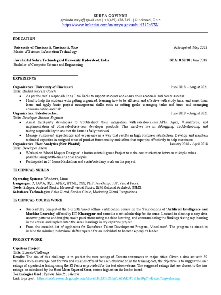 Resume Masters Surya | PDF | Eclipse (Software) | Computing