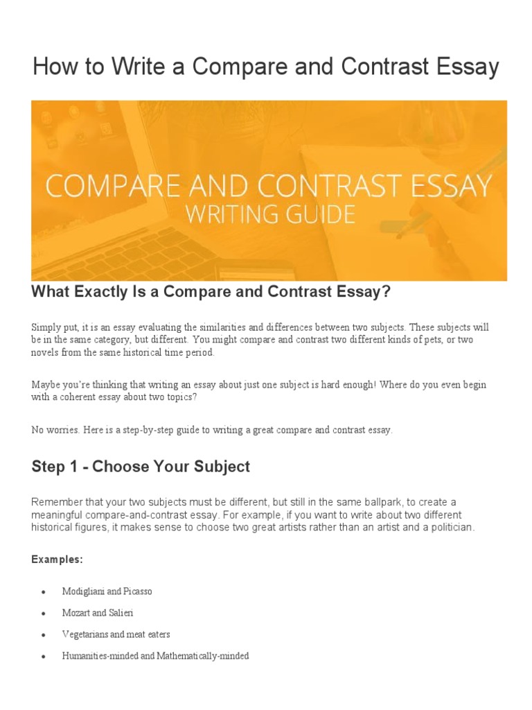 How To Write A Compare and Contrast Essay | PDF | Essays | Argument