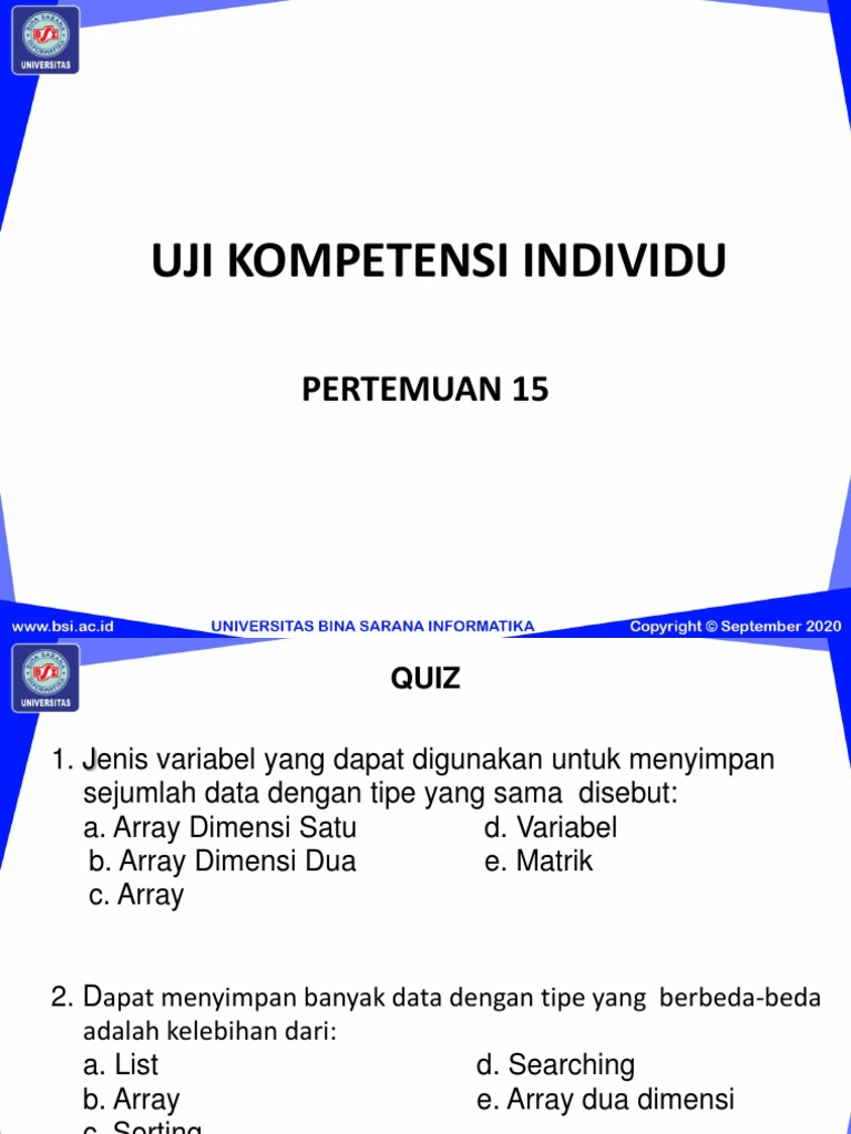 Quiz Pemrograman: Array dan Algoritma | PDF