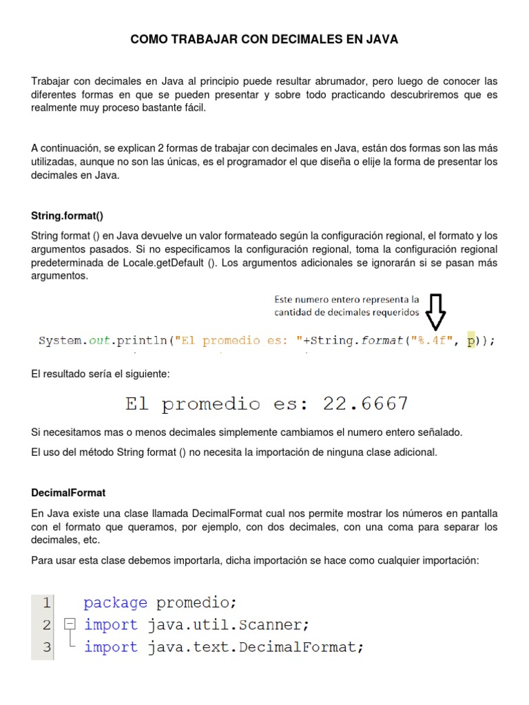 Como Trabajar Con Decimales en Java | PDF