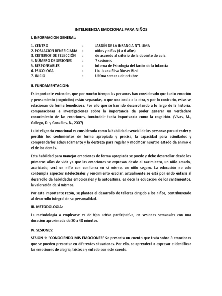 Plan de Intervención-Emociones | PDF | Las emociones | Ira