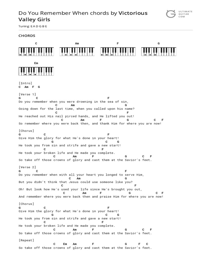 Do You Remember When Chords by Victorious Valley Girls | PDF | Song ...