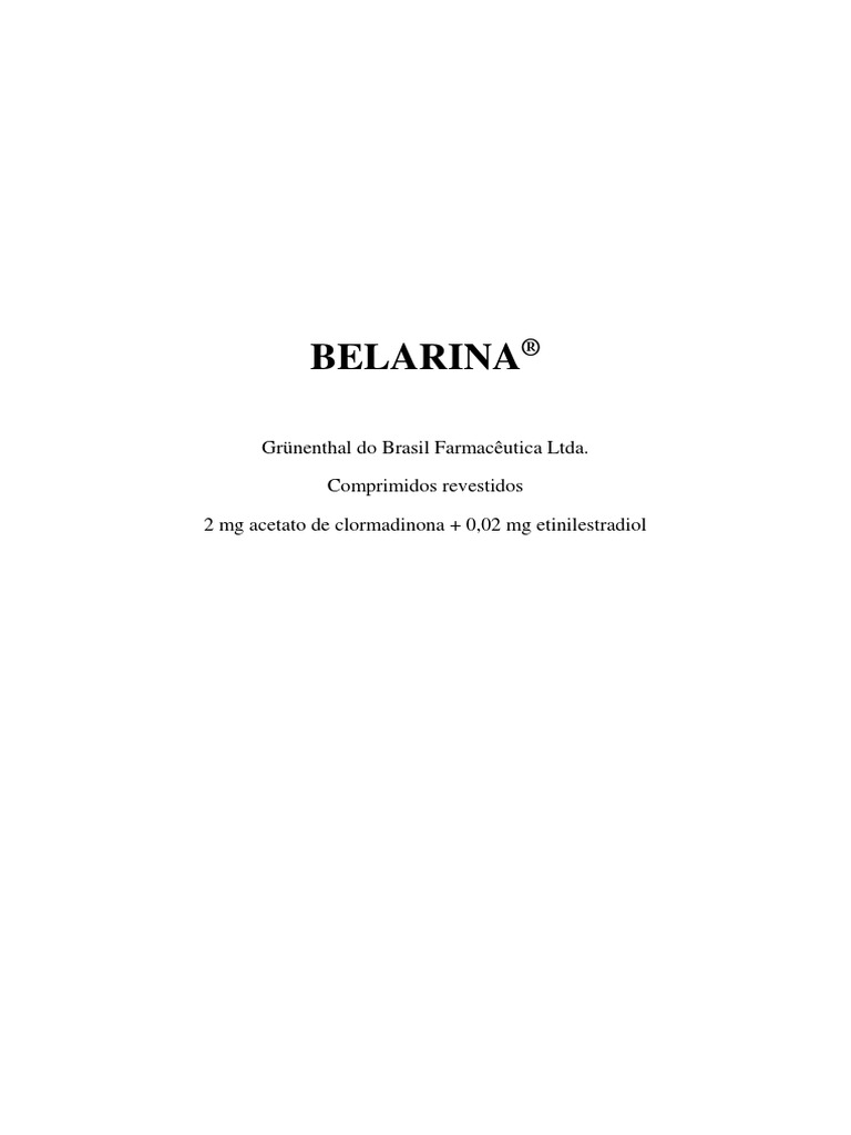 Belarina 2 0 02mg Grunenthal 28 Comprimidos Revestidos | PDF | Câncer | Anticoncepcionais