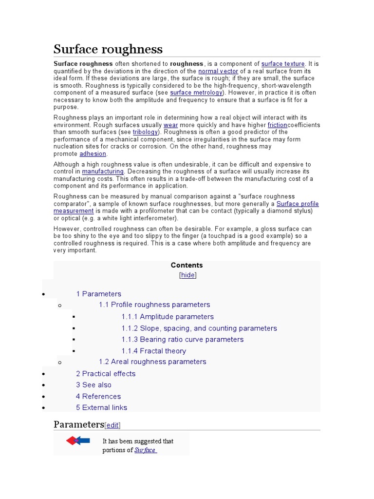 Surface roughness parameters and their effects | PDF | Surface ...