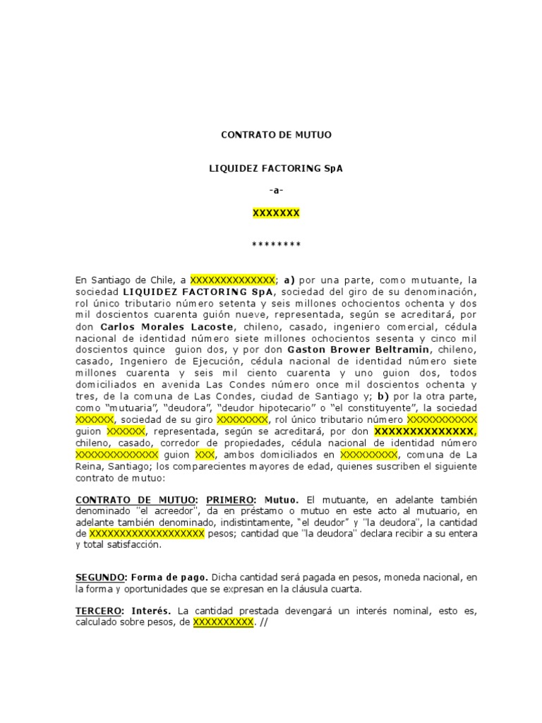 Mutuo Tipo | PDF | Pagos | Pagaré