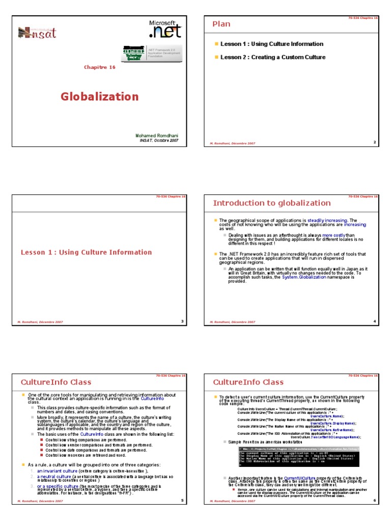 Globalization in .NET Framework 2.0 | PDF | Visual Basic .Net | C Sharp ...
