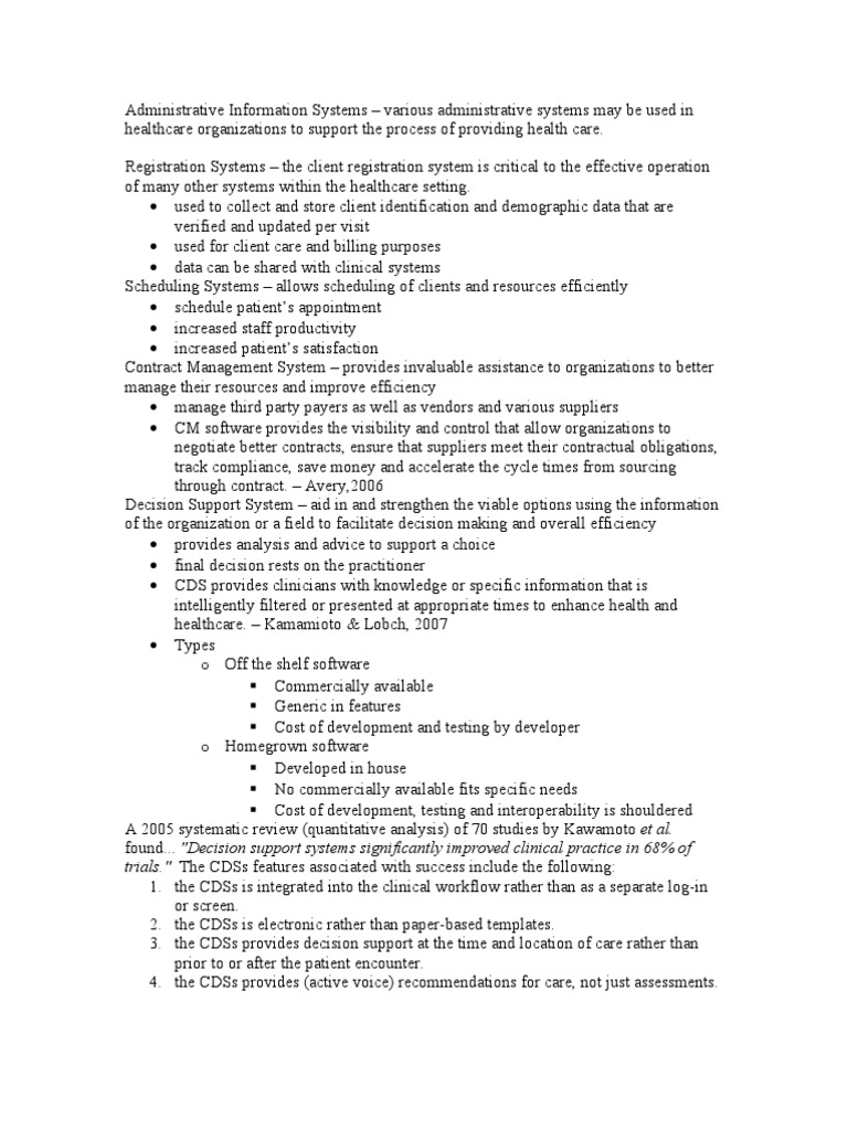 Administrative Information Systems | PDF | Health Care | Information ...