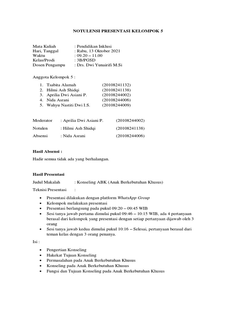 Hasil Notulensi | PDF | Karier & Perkembangan