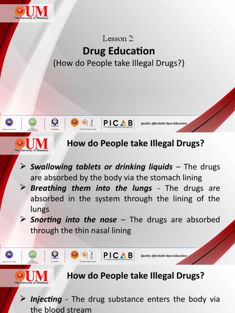 Lesson 2 Drug Addiction PPT4 How Do People Take Illegal Drugs | PDF ...