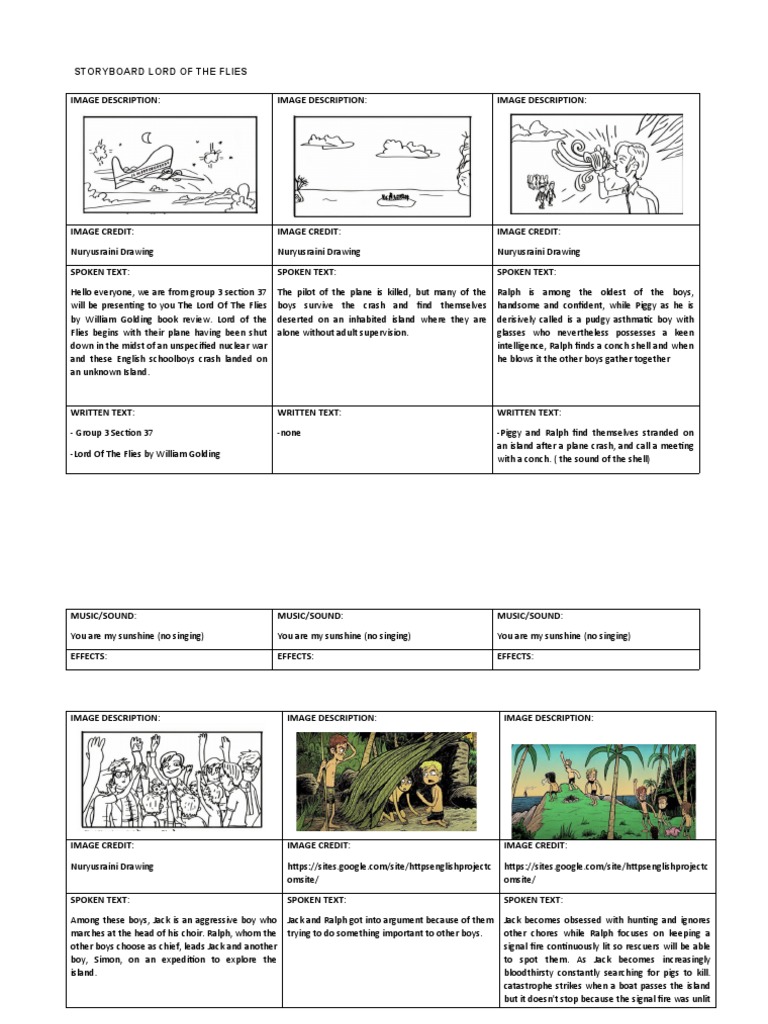 Lord of The Flies Storyboard | PDF