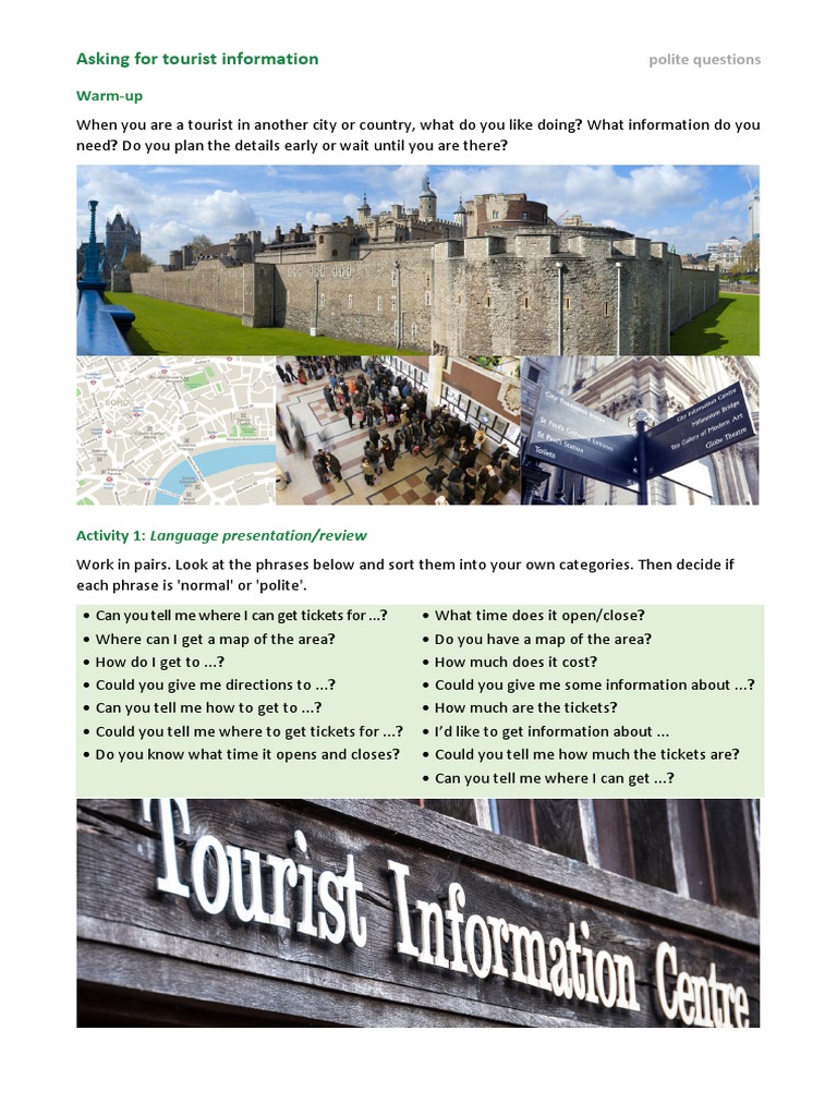 Asking For Tourist Information: Warm-Up | PDF | Human Communication ...