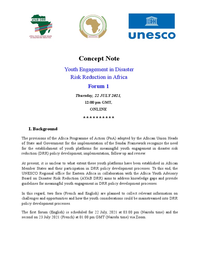 Concept Note: Youth Engagement in Disaster Risk Reduction in Africa ...