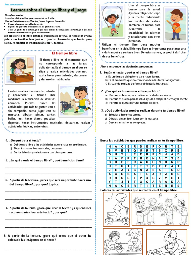 Leemos Sobre El Tiempo Libre y El Juego | PDF | Creatividad | Cognición