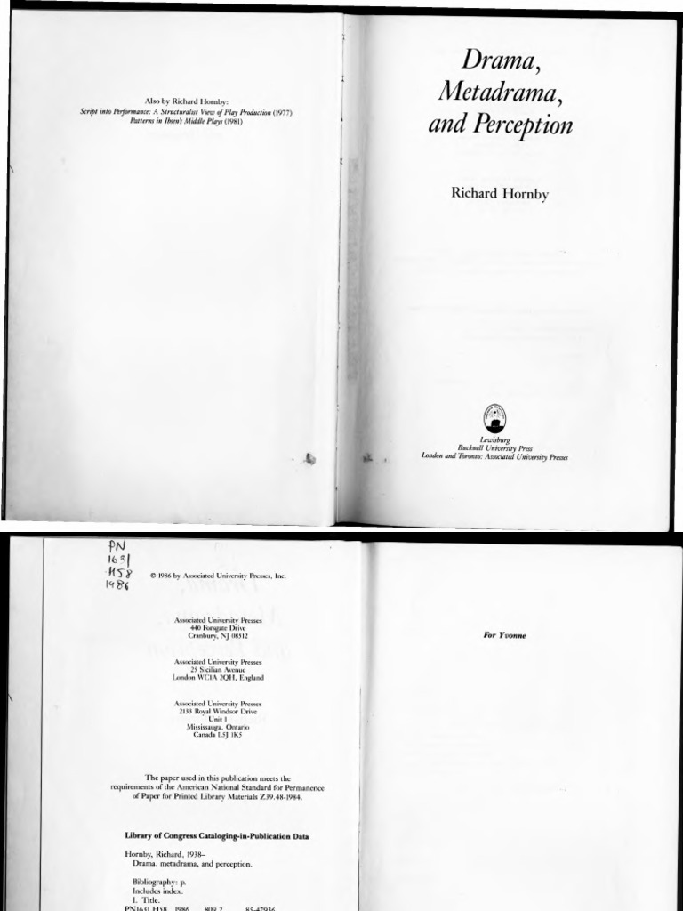 Drama Metadrama and Perception - Richard HORNBY | PDF | Realism (Arts ...