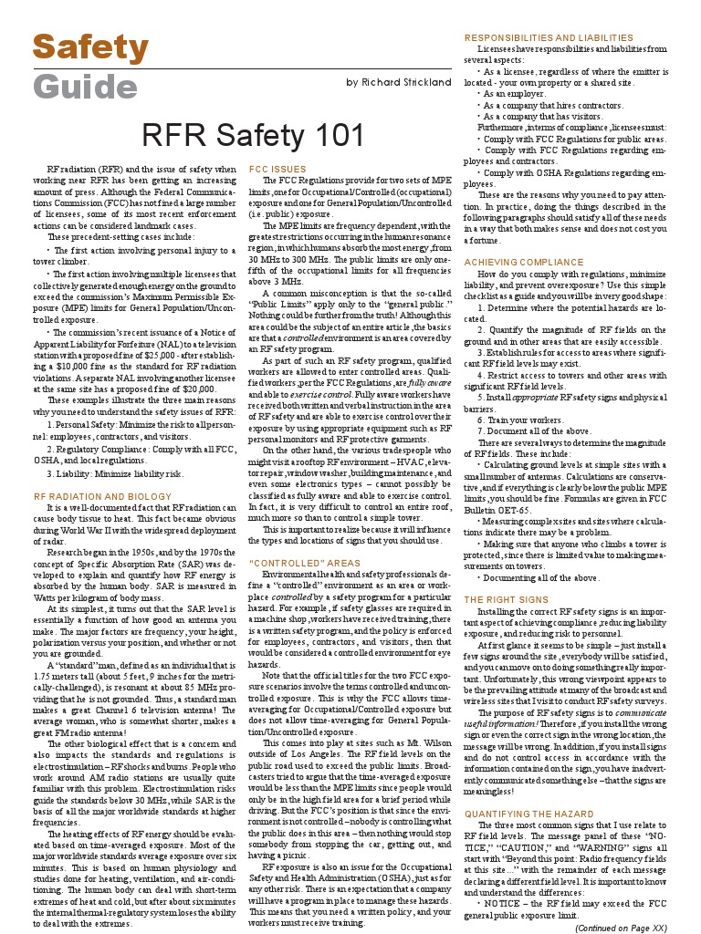 RFR Safety101-Radio Guide | PDF | Safety | Antenna (Radio)