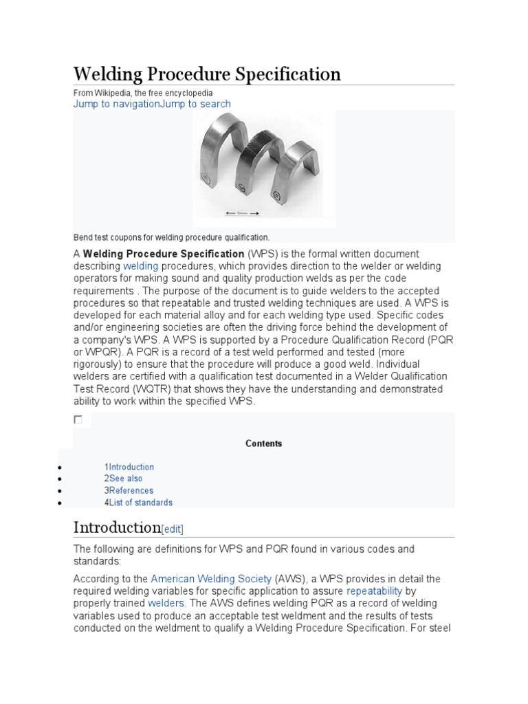 Welding Procedure Specification | PDF | Welding | Construction