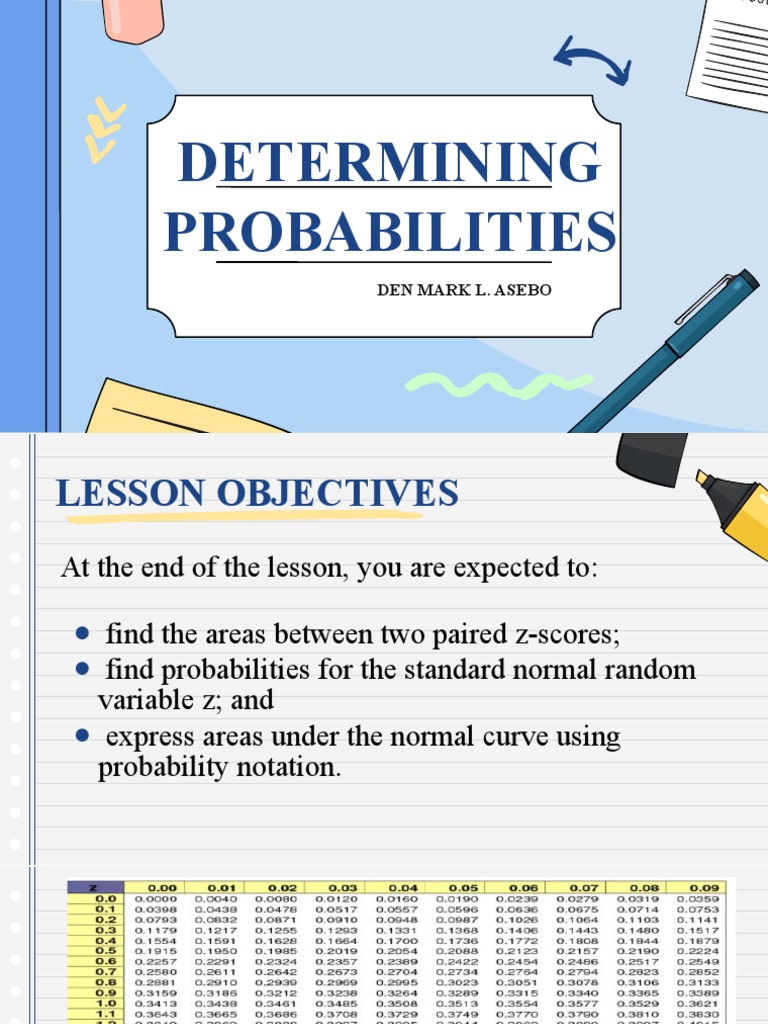 Determining Probabilities: Den Mark L. Asebo | PDF | Standard Score ...