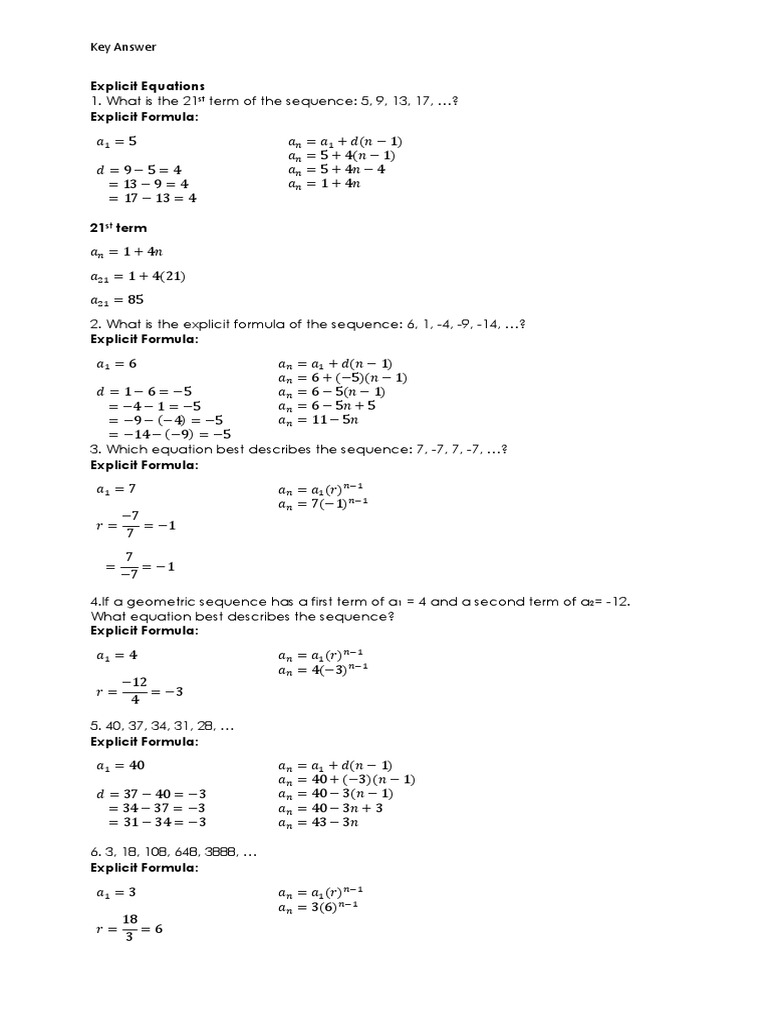 Key Answer | PDF | Mathematics | Applied Mathematics
