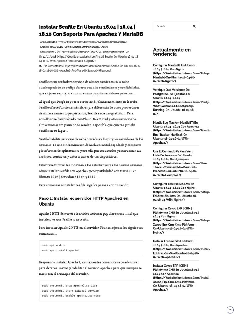 Seafile Basico | PDF | Servidor HTTP Apache | Internet y web