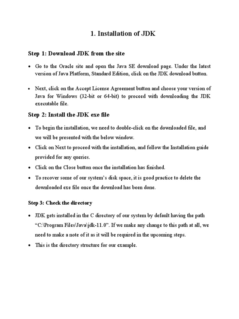 Installation of JDK: Step 1: Download JDK From The Site | PDF | Java ...