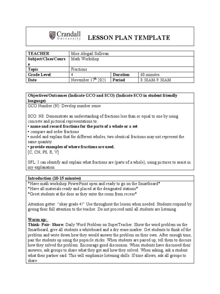 Lesson Plan 18 Pdf Lesson Plan Worksheet