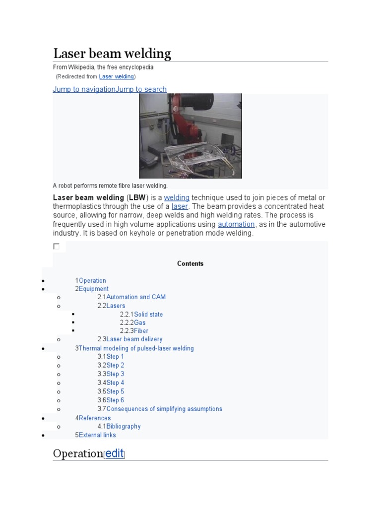 Laser Beam Welding | PDF | Laser | Applied And Interdisciplinary Physics