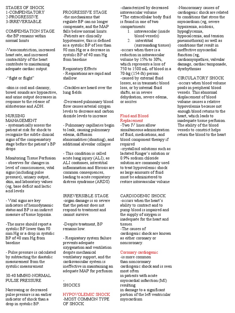 Stages of Shock | PDF | Shock (Circulatory) | Heart