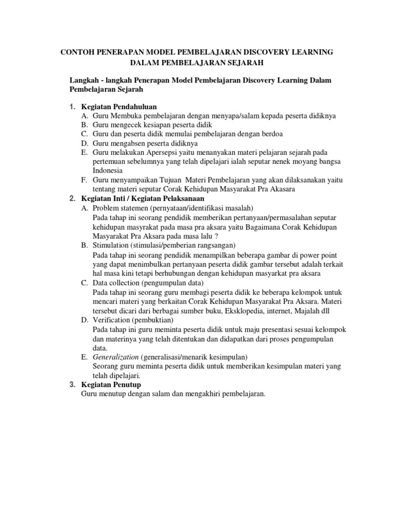 Contoh Penerapan Model Pembelajaran Discovery Learning Dalam ...