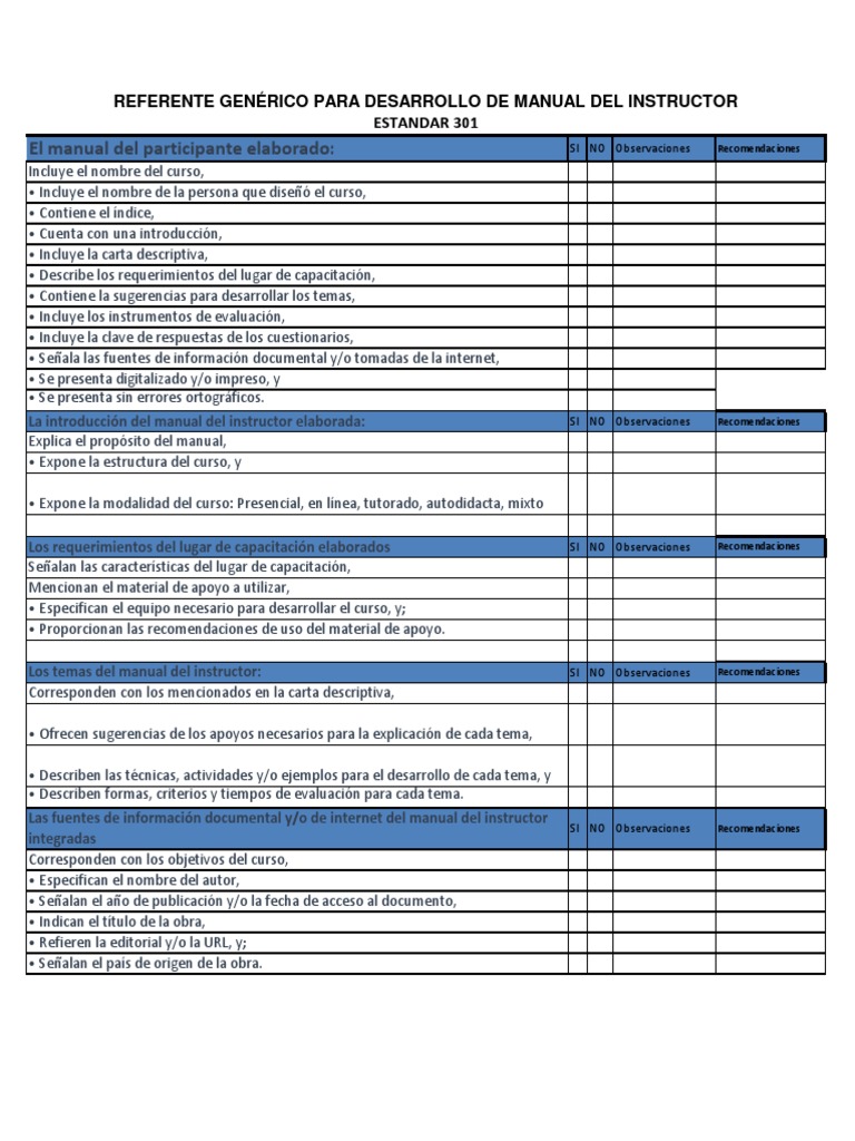 Formato de Manual del Instructor 301 | PDF
