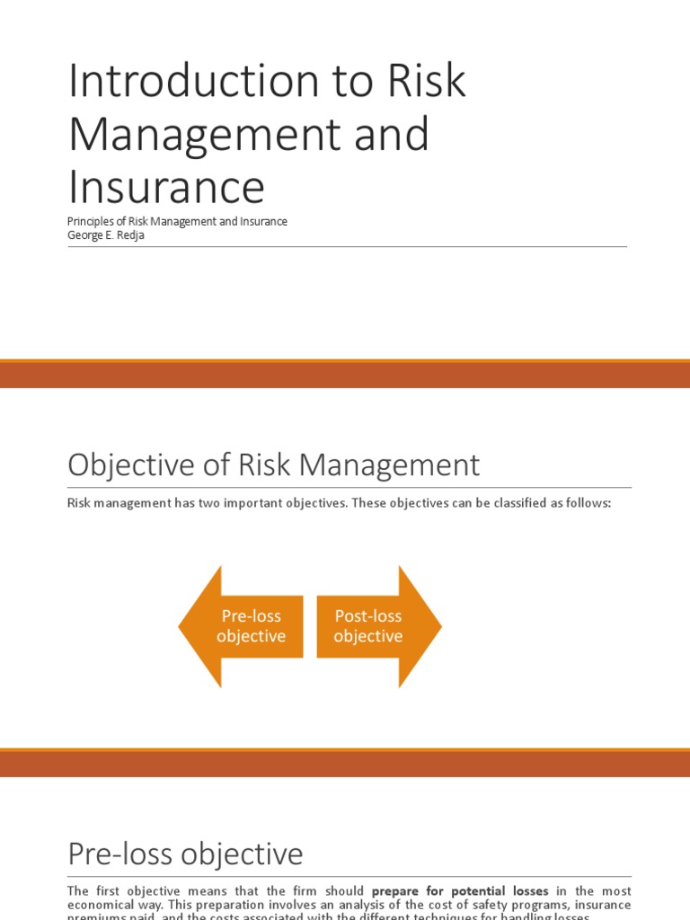 An Introduction to Risk Management Objectives, Techniques and ...