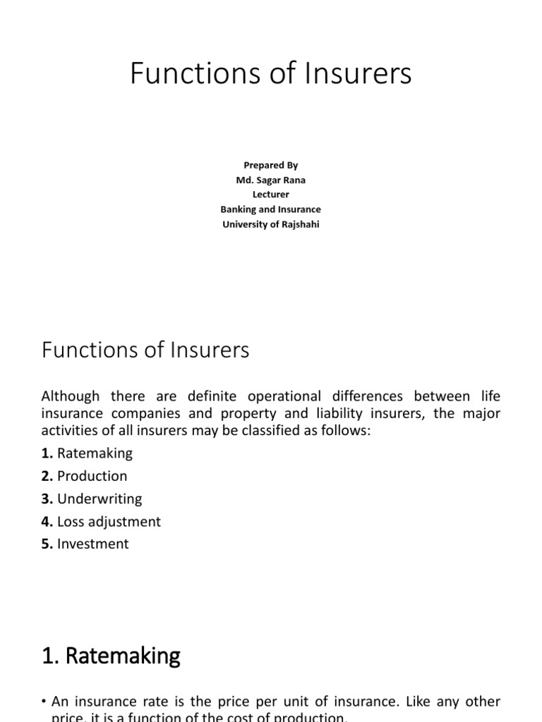 Functions of Insurers | PDF | Insurance | Underwriting