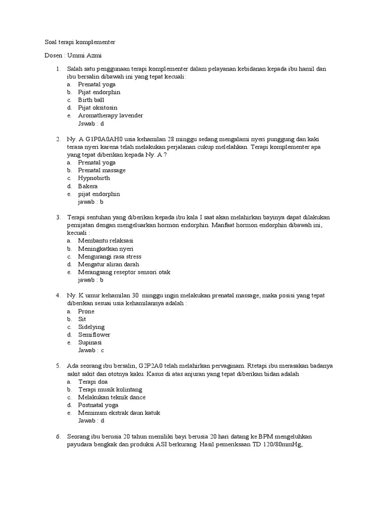 Soal Terapi Komplementer | PDF