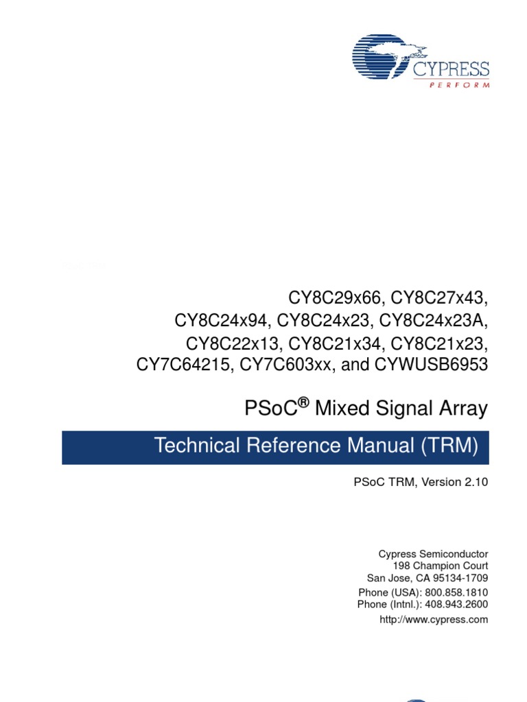 Technical Reference Manual (TRM) : Psoc Mixed Signal Array | PDF ...