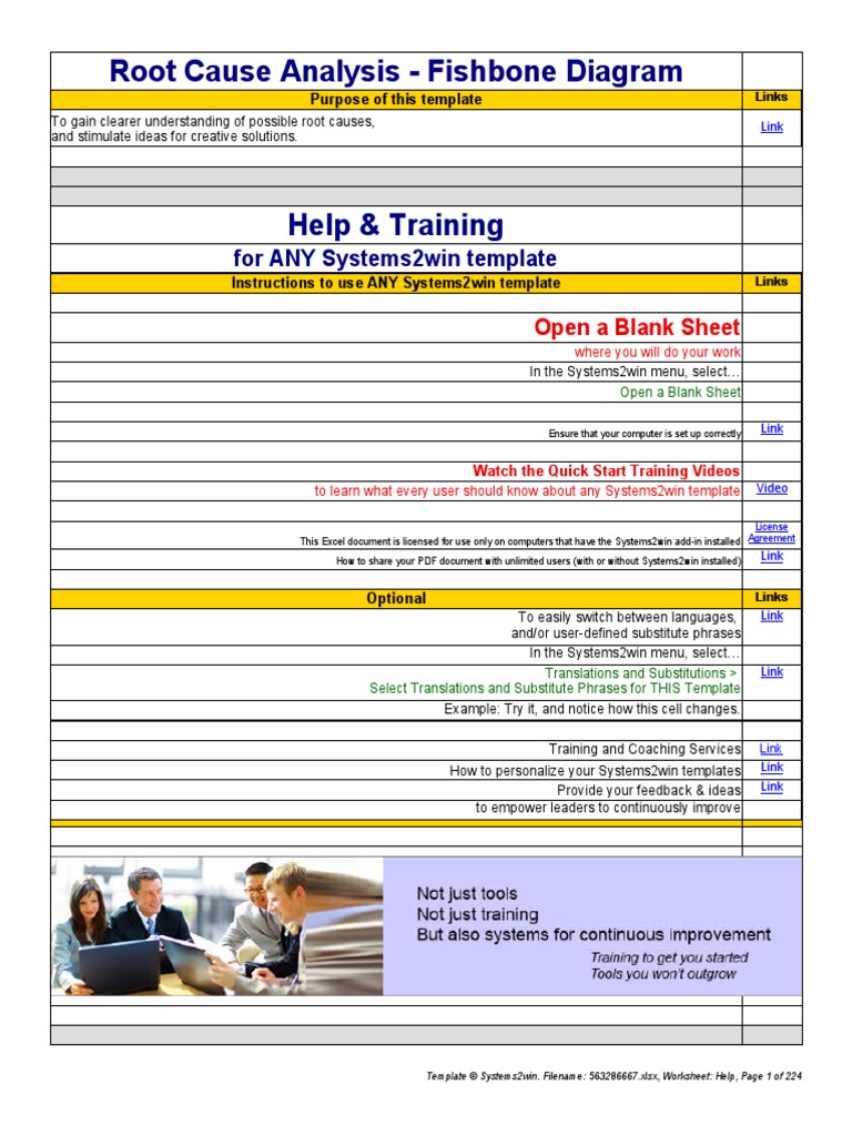 Root Cause Analysis - Fishbone Diagram: For ANY Systems2win Template ...