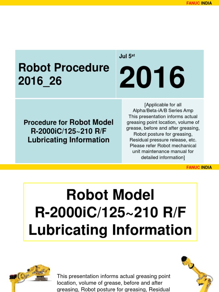 Robot Greasing R-2000iC 125 210 R F | PDF | Pump | Machines