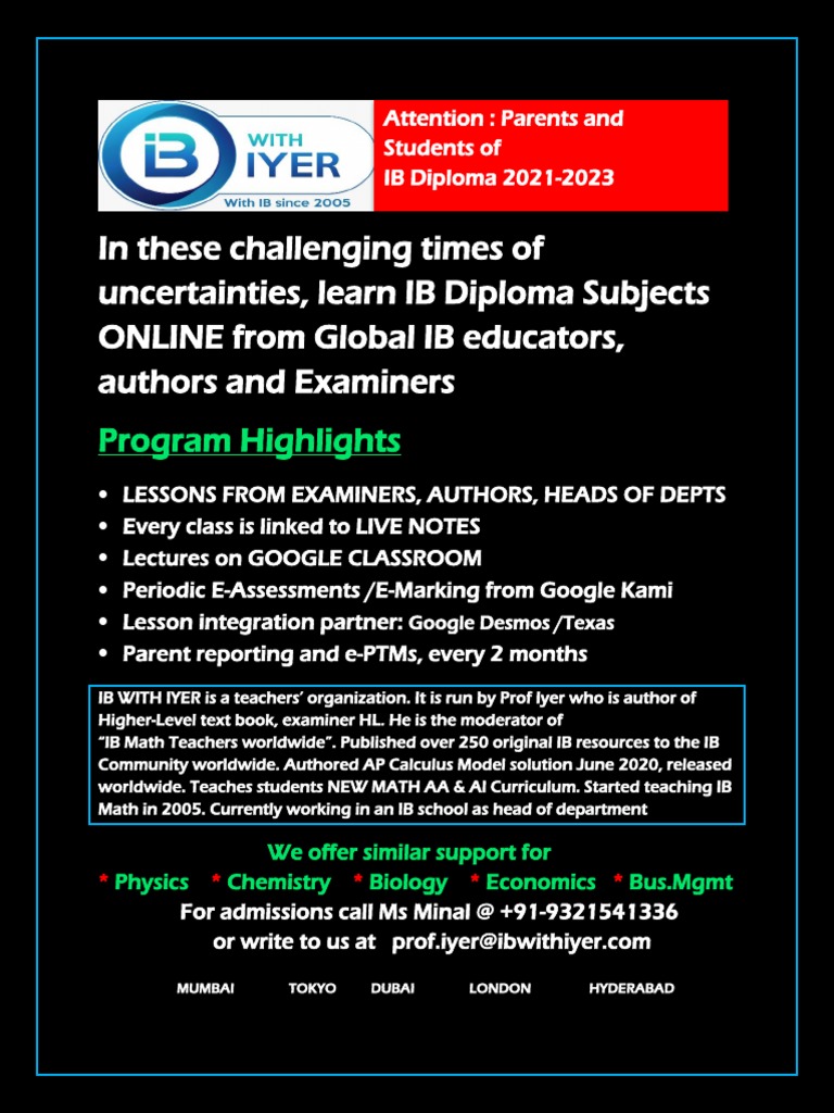 IBDP 2021-2023 India | PDF