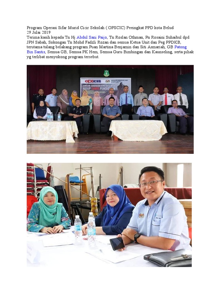 Program Operasi Sifar Murid Cicir Sekolah | PDF