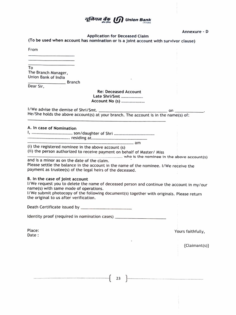 Death Claim Form With Nominee | PDF | Banks | Common Law
