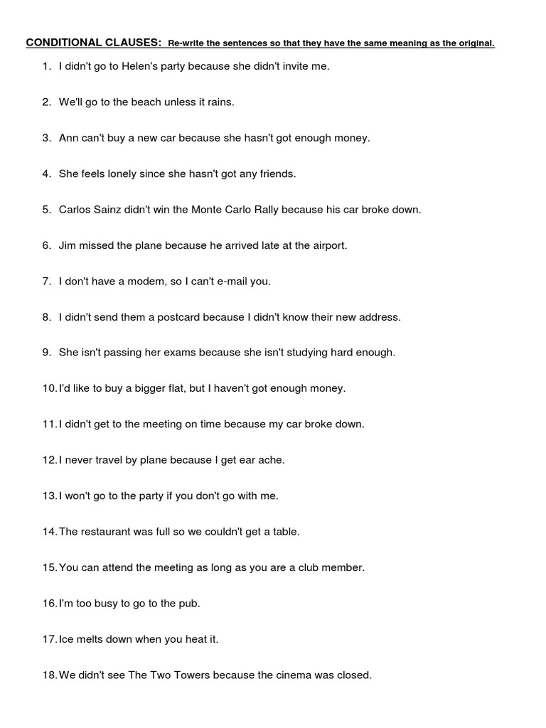 Conditional Clauses (Rephrasing Exercise) | PDF