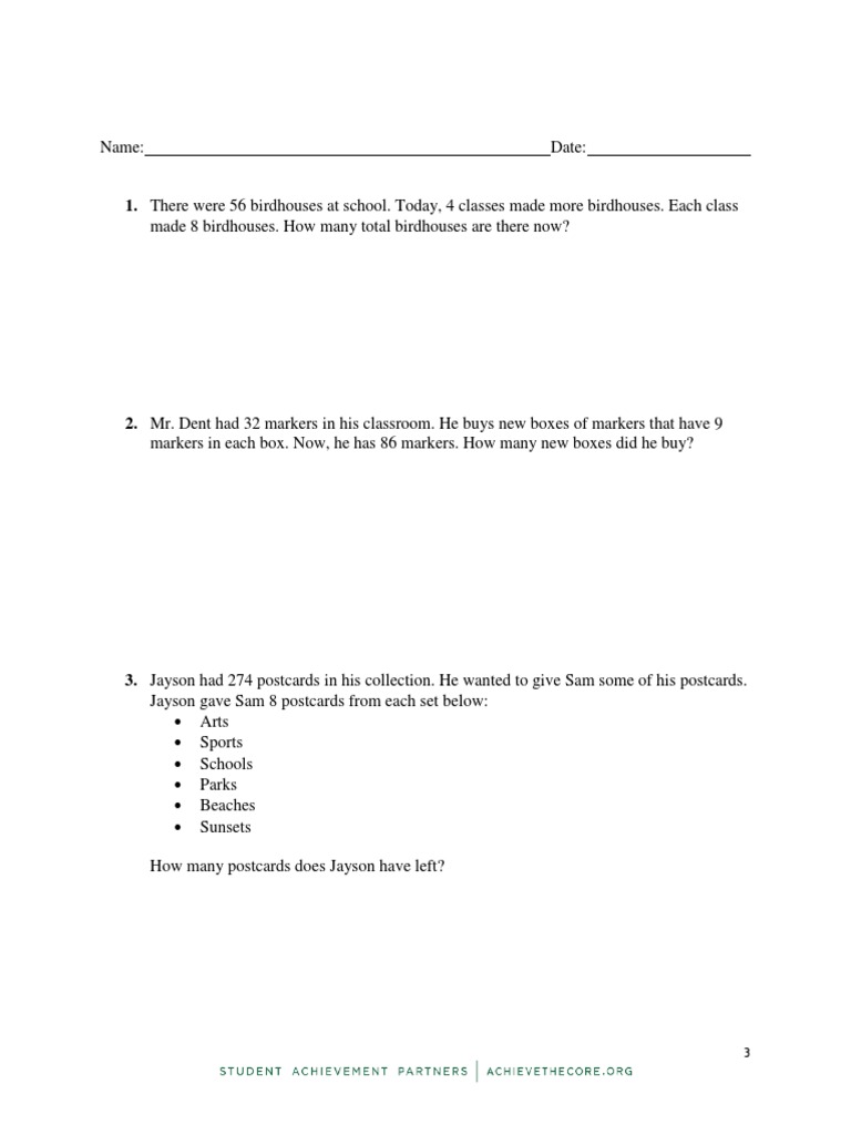3.OA.D.8 Two-Step Problems Using The Four Operations | PDF