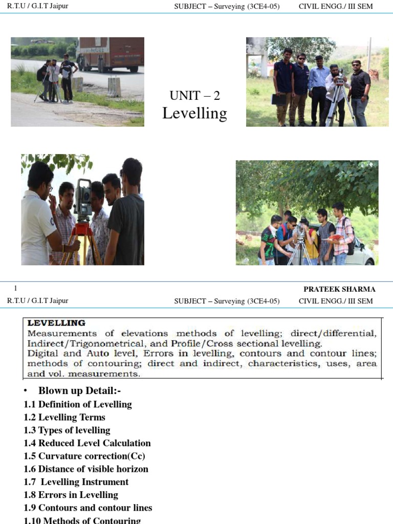 Levelling: Unit - 2 | PDF | Contour Line | Surveying