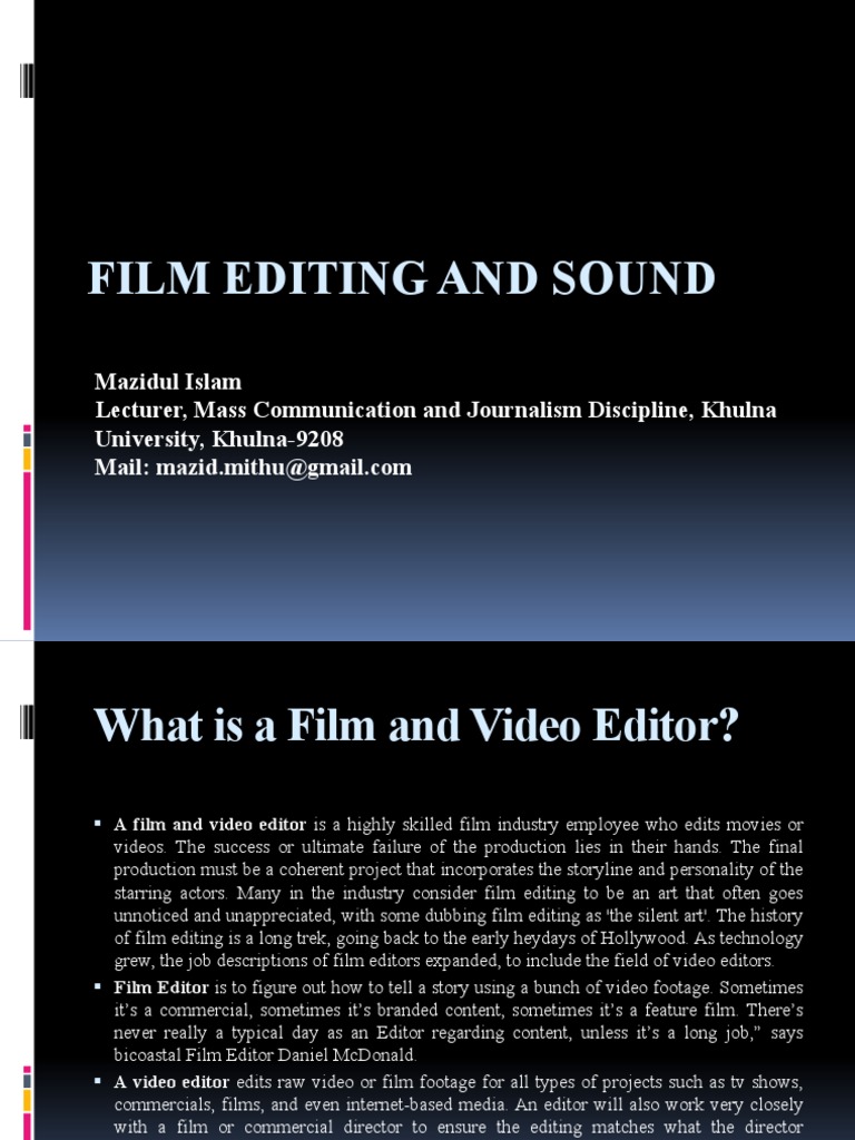 Film Editing and Sound | PDF | Video