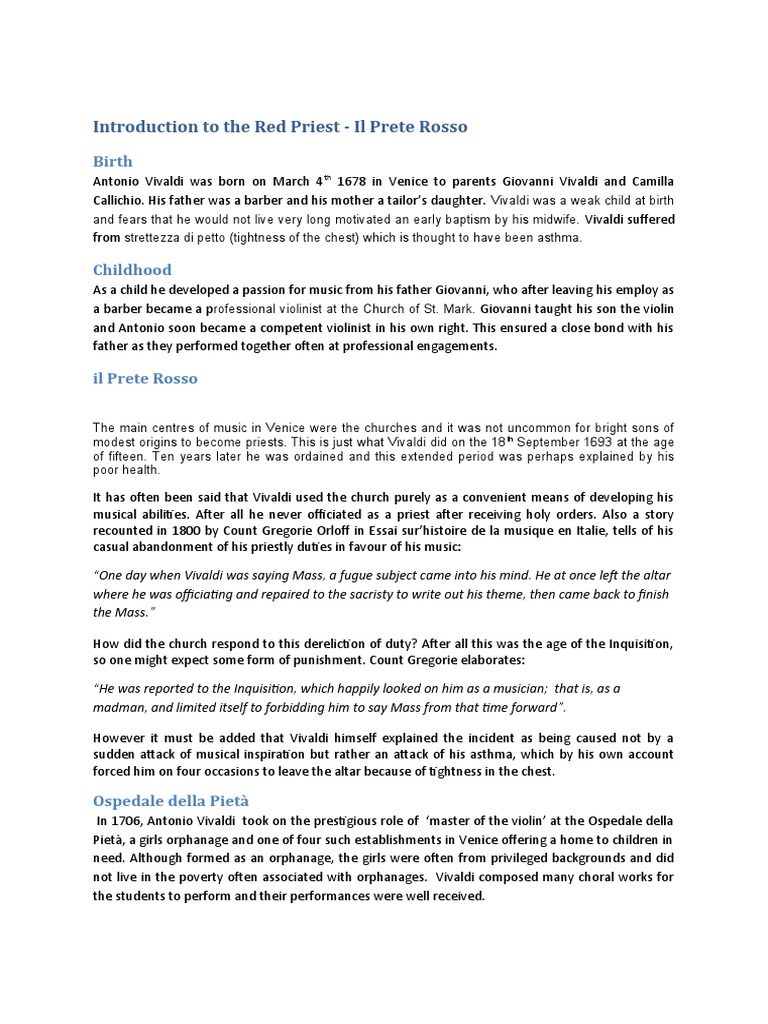 The Great Composers - Antonio Vivaldi | PDF | Classical Music