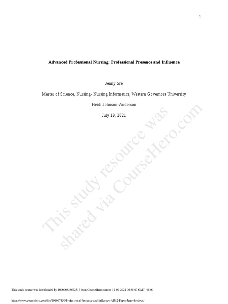 Professional Presence and Influence AIM2 Paper JennySre | PDF | Health ...