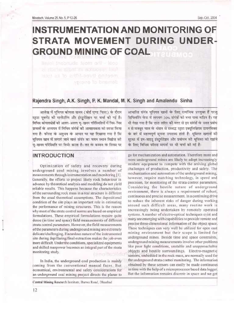 Instrumentation and Monitoring of Strata | PDF
