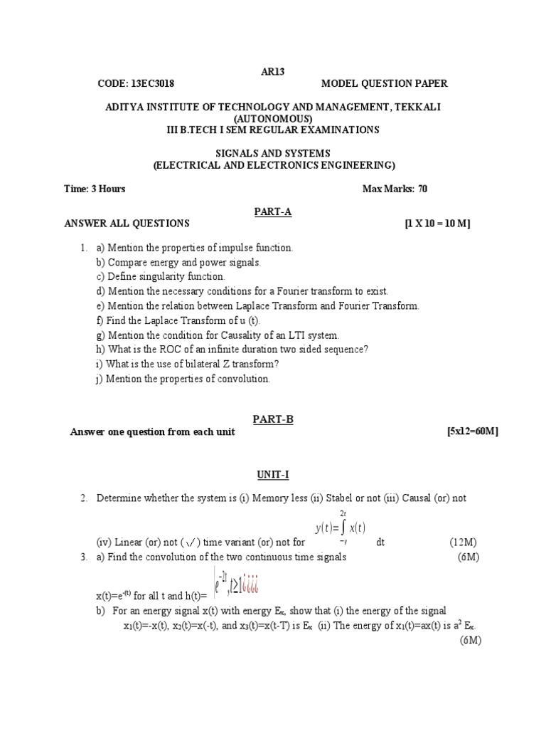 Signals and Systems Papers Set 1 | PDF | Functions And Mappings | Applied Mathematics