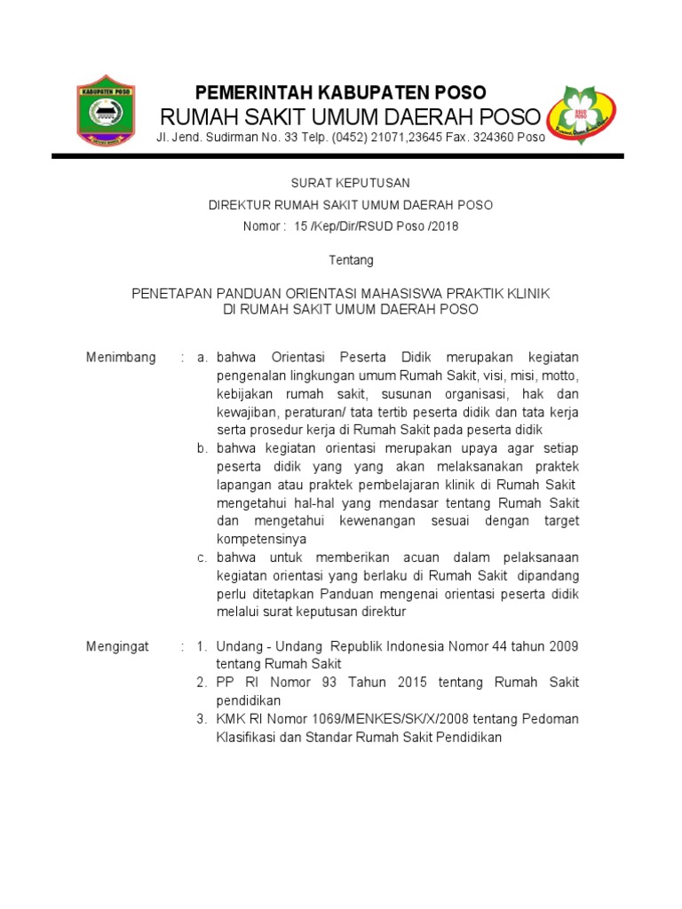 SK Pemberlakuan Panduan Orientasi | PDF