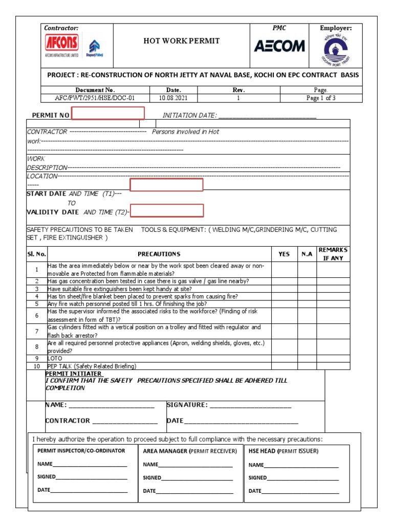 Hot Work Permit 2 | PDF | Safety